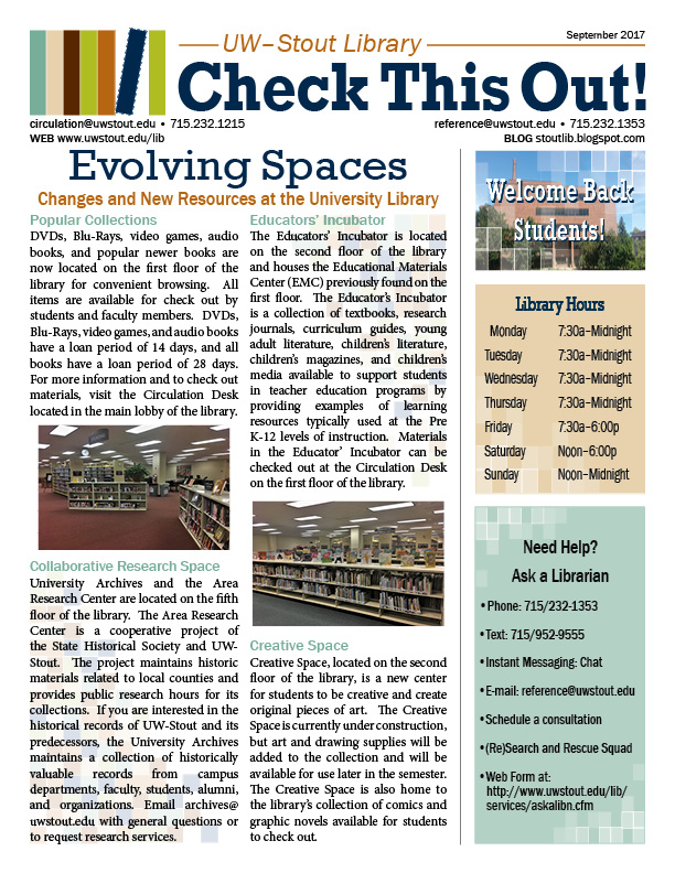 UW-Stout Library News: September 2017