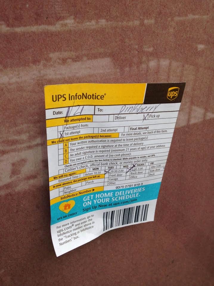 EV Grieve: Pinkberry remains closed; UPS InfoNotice® awaits