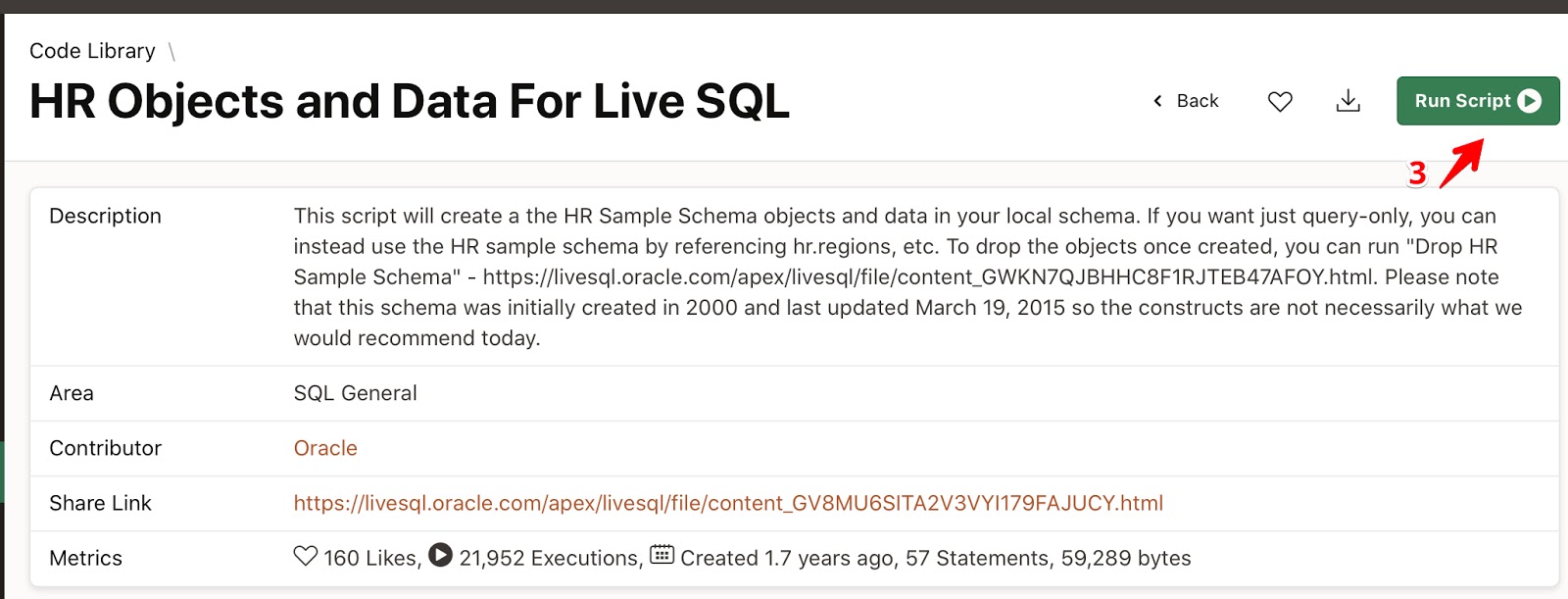 Oracle Live SQL