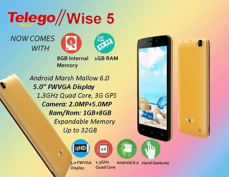 Telego Wise 5 Announced, 5 Inch Marshmallow Phone With 1 GB RAM For ...