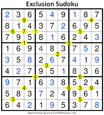 Exclusion Sudoku Puzzle (Daily Sudoku League #228)