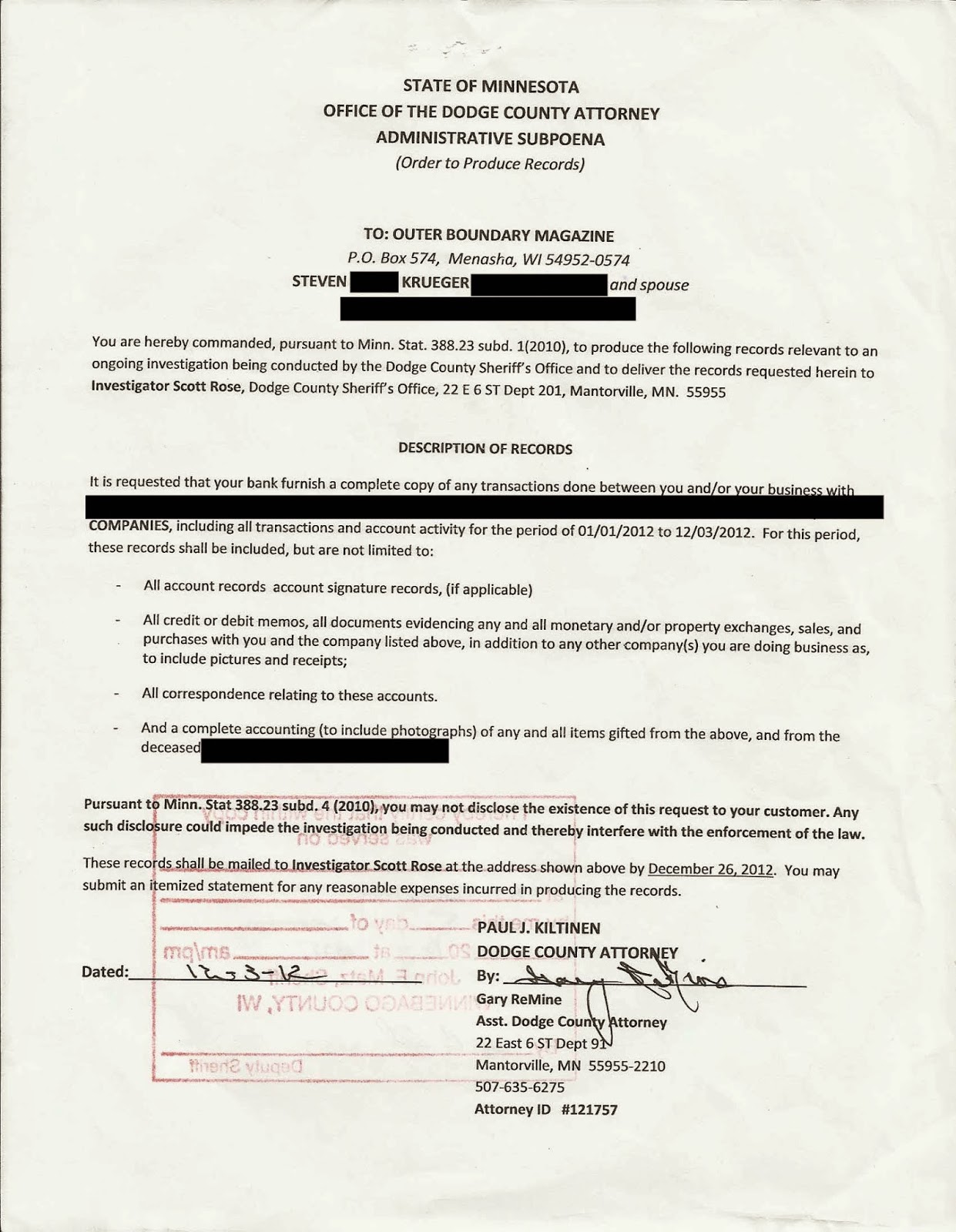 The Keystone Cops of Dodge County, Minnesota: Act IV: Gag Me with a ...