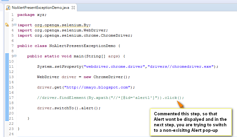 Selenium-By-Arun: NoAlertPresentException WebDriver Exception