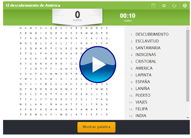 Descubrimiento de América: Sopa de letras en línea del descubrimiento ...