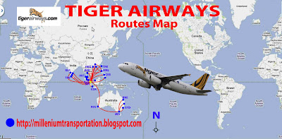 routes map: Tiger Airways Routes Map
