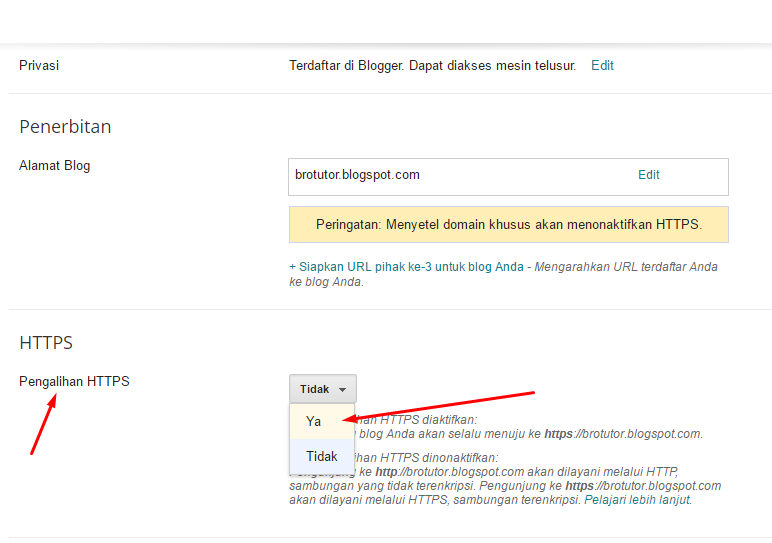 Cara Mengaktifkan Fitur Protokol HTTPS Di Blogger – Brotutor