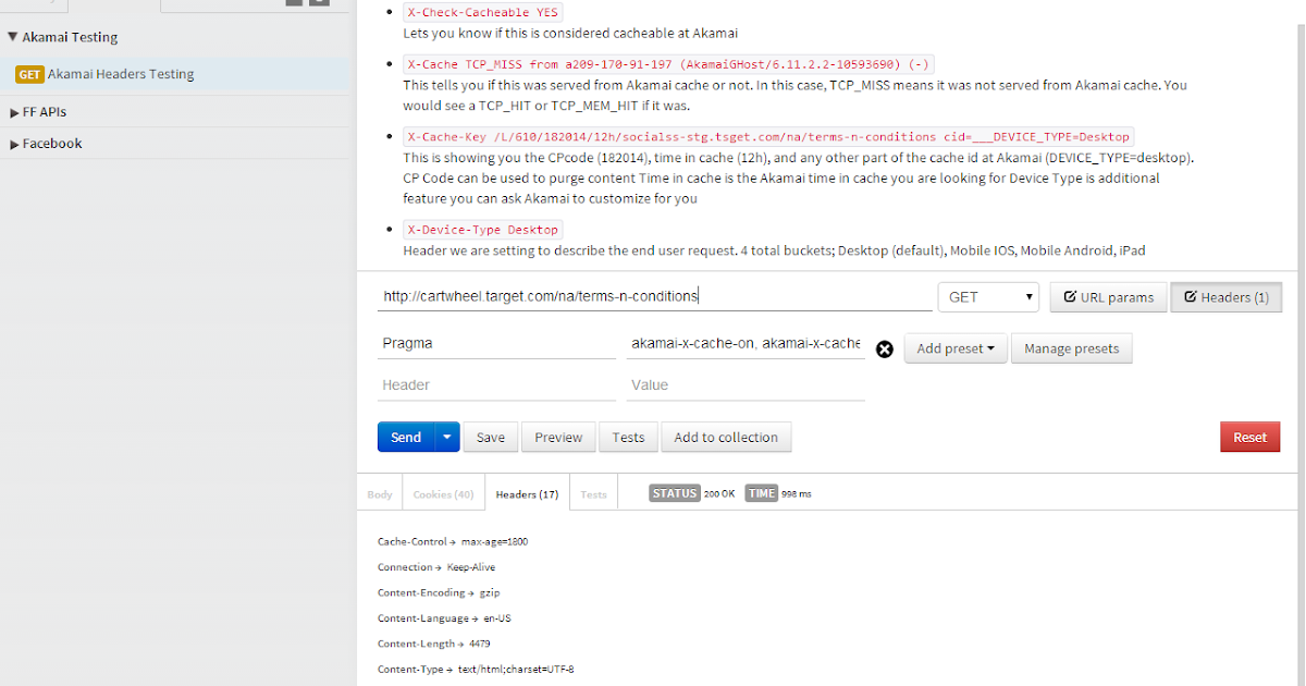 I, Me and Myself: Akamai Cache Headers check using POSTMAN