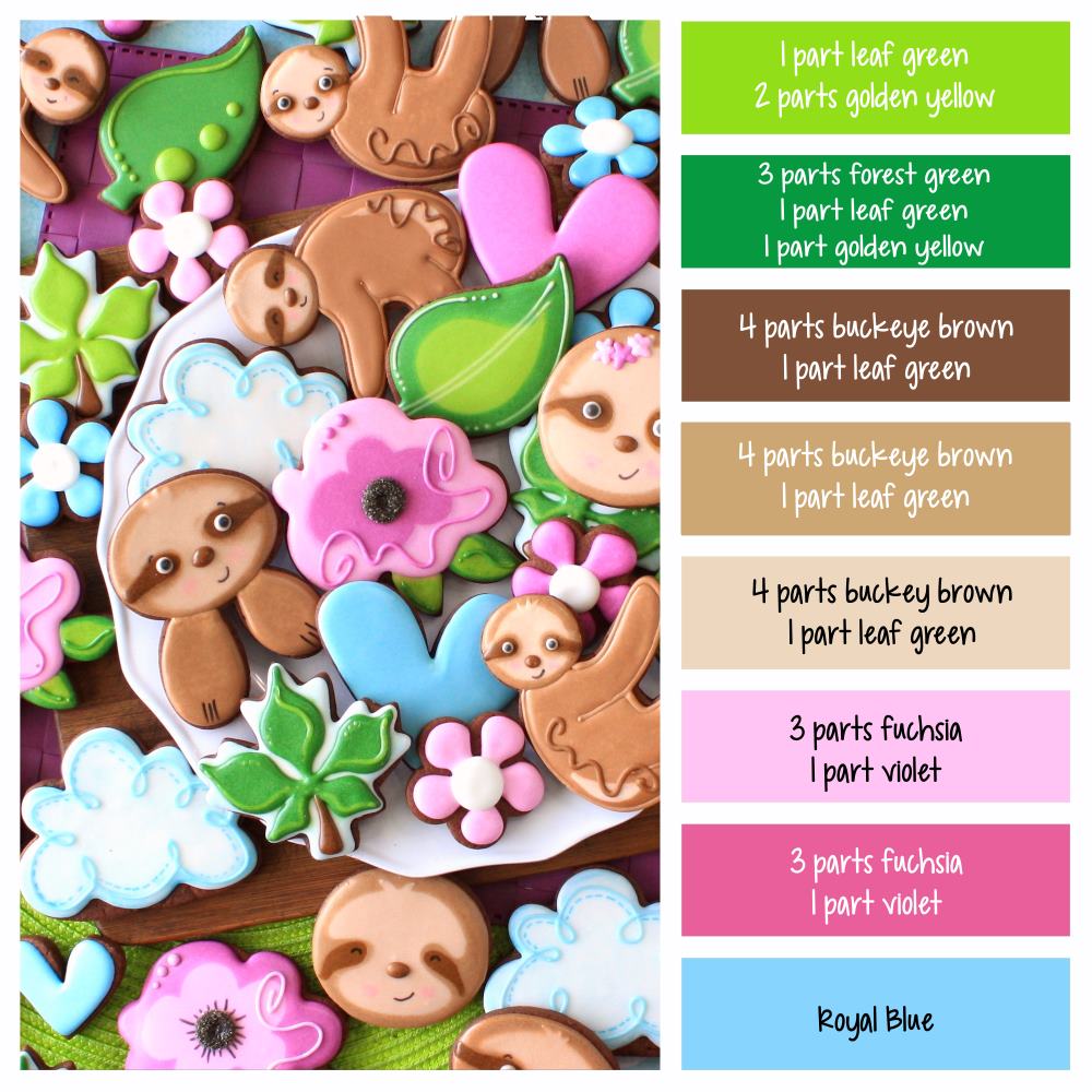 Sloth Color Palette and Icing Formulas
