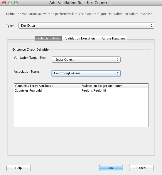 Oracle Technologies Stack: Key Exists Validator, Using ADF BC Declarative Built-in Rules