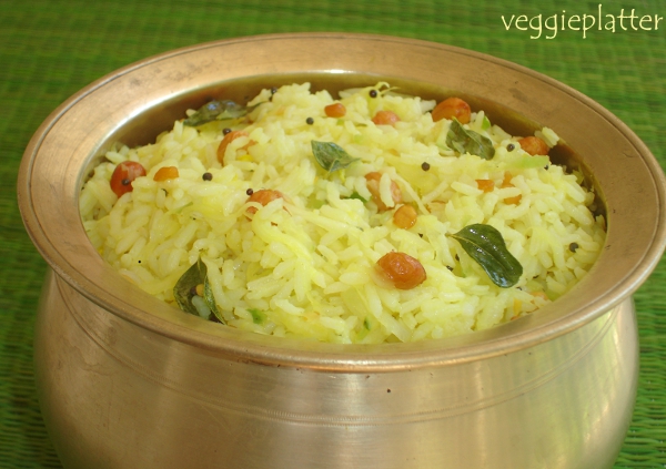 Veggie Platter: Easy Breezy Green Mango Rice ~ Mamidikaya Pulihora
