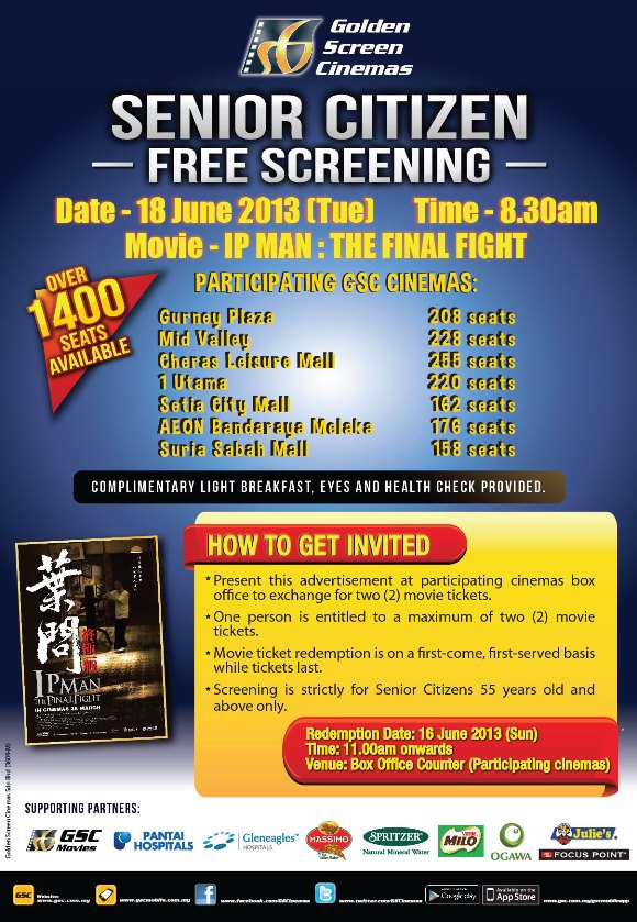 BestLah: Golden Screen Cinemas - Senior Citizen FREE Screening (18 June)