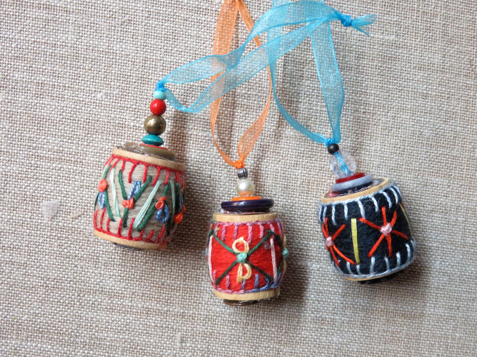 Art In Stitches: Wooden Thread Spool Ornaments