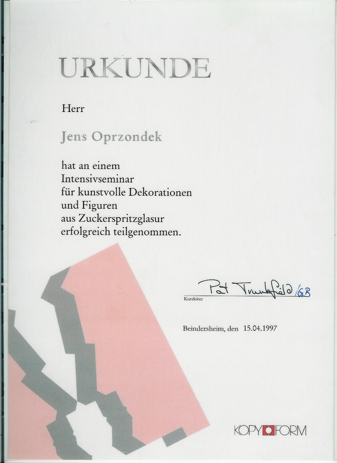 Jens Sugarcraft World: Historie von Seminaren die ich besucht habe