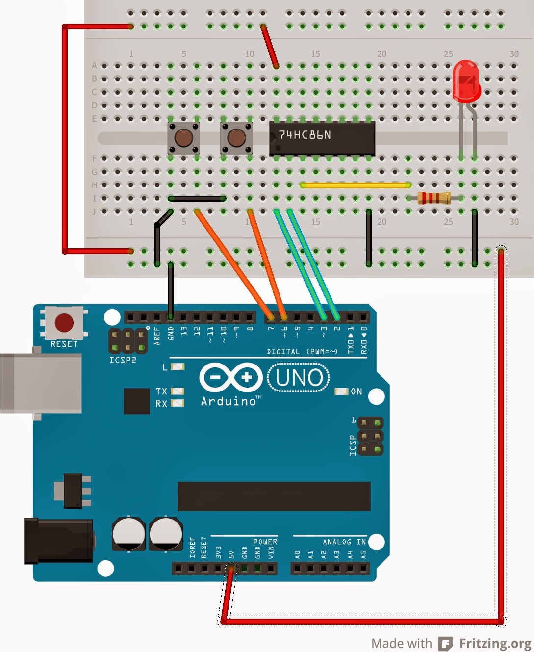 Tutoriais Circuitos Eletrônicos I : 74HC86(4 portas XOR de 2 entradas ...