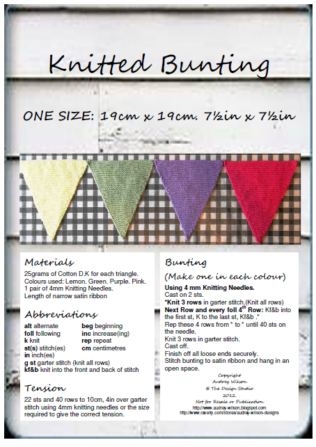 Free Knitting Pattern. Knitted Bunting. Flags.