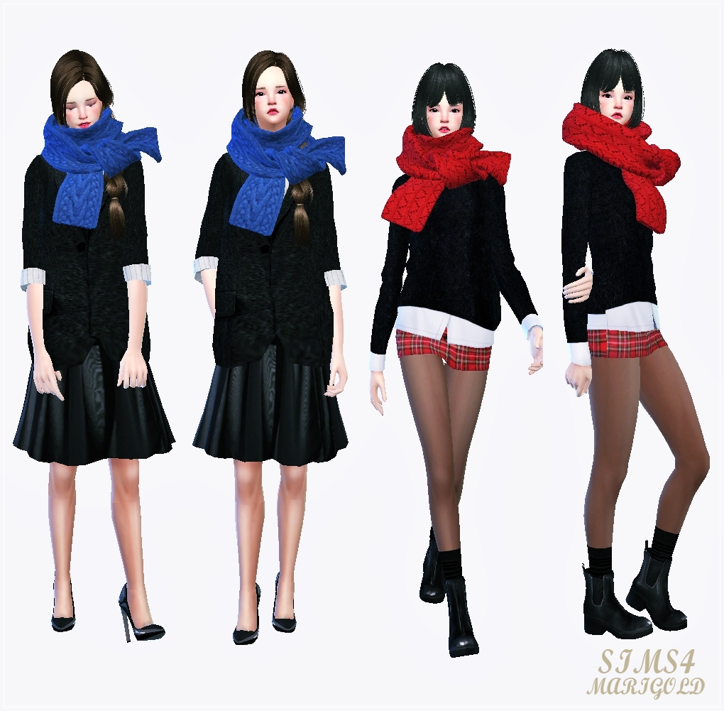 Sims 4 CC's - The Best: Scarves for Males & Females by Sims 4 Marigold
