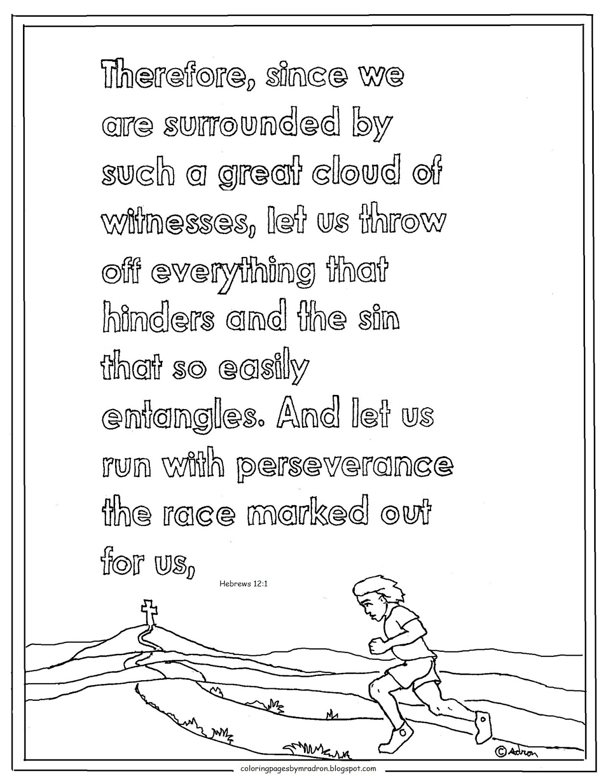Coloring Pages for Kids by Mr. Adron: Run the Race, Hebrews 12;1 ...