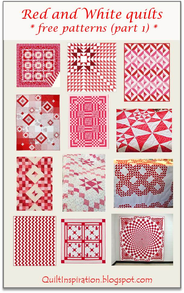 Quilt Inspiration: Free pattern day! Red and white quilts (part 1)