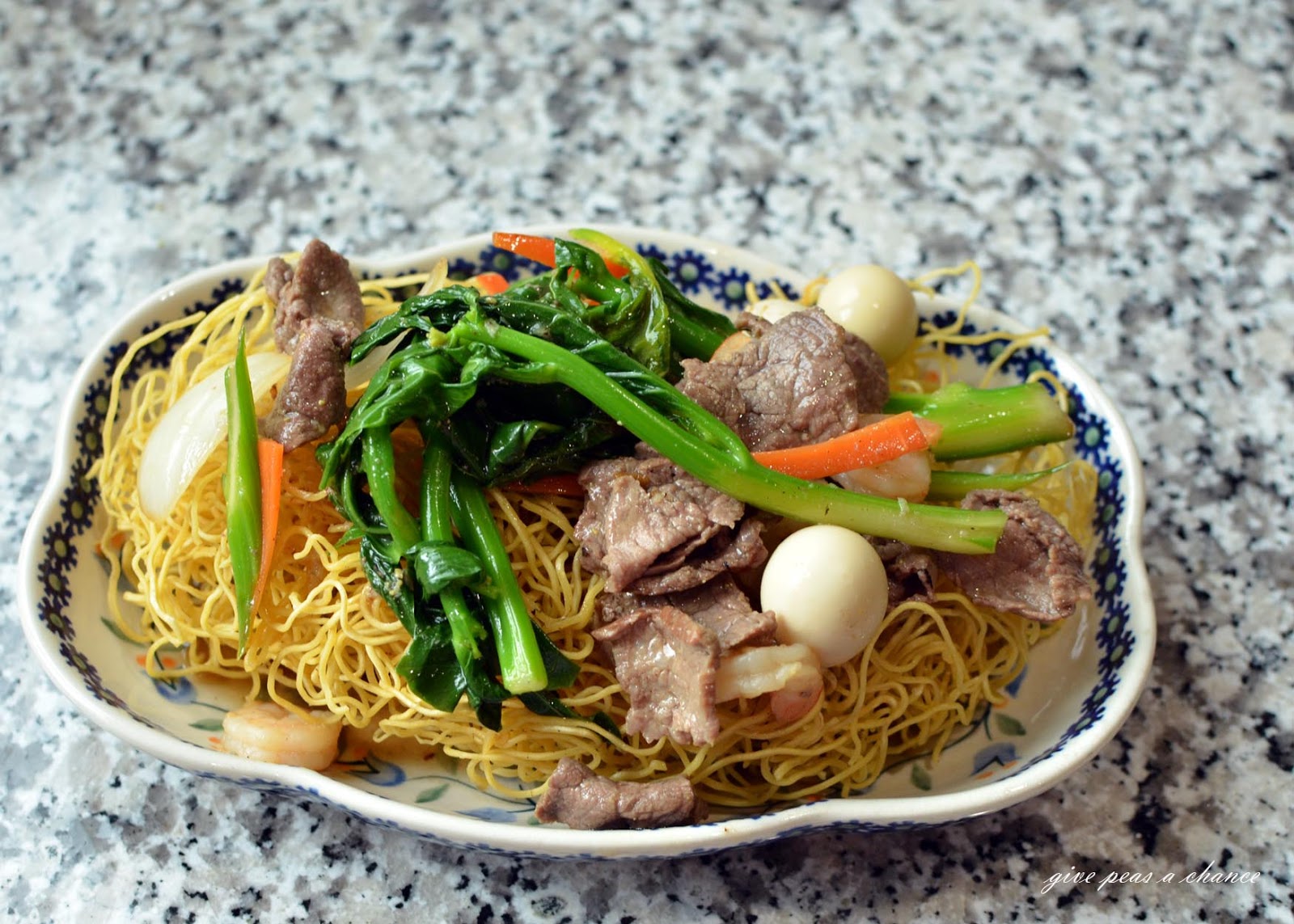 Give Peas a Chance: Double Pan Fried Noodles or Mee Korb