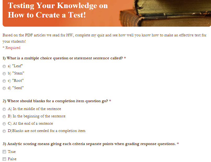 Brianna's Blast To The Past: How do Teachers Create Tests?