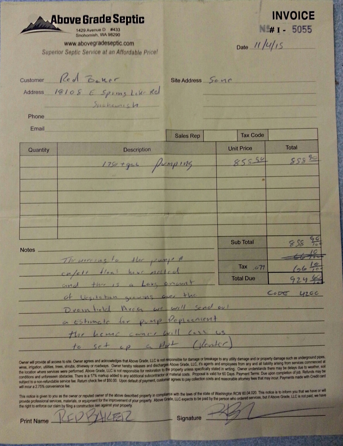 Cabin Maintenance Record