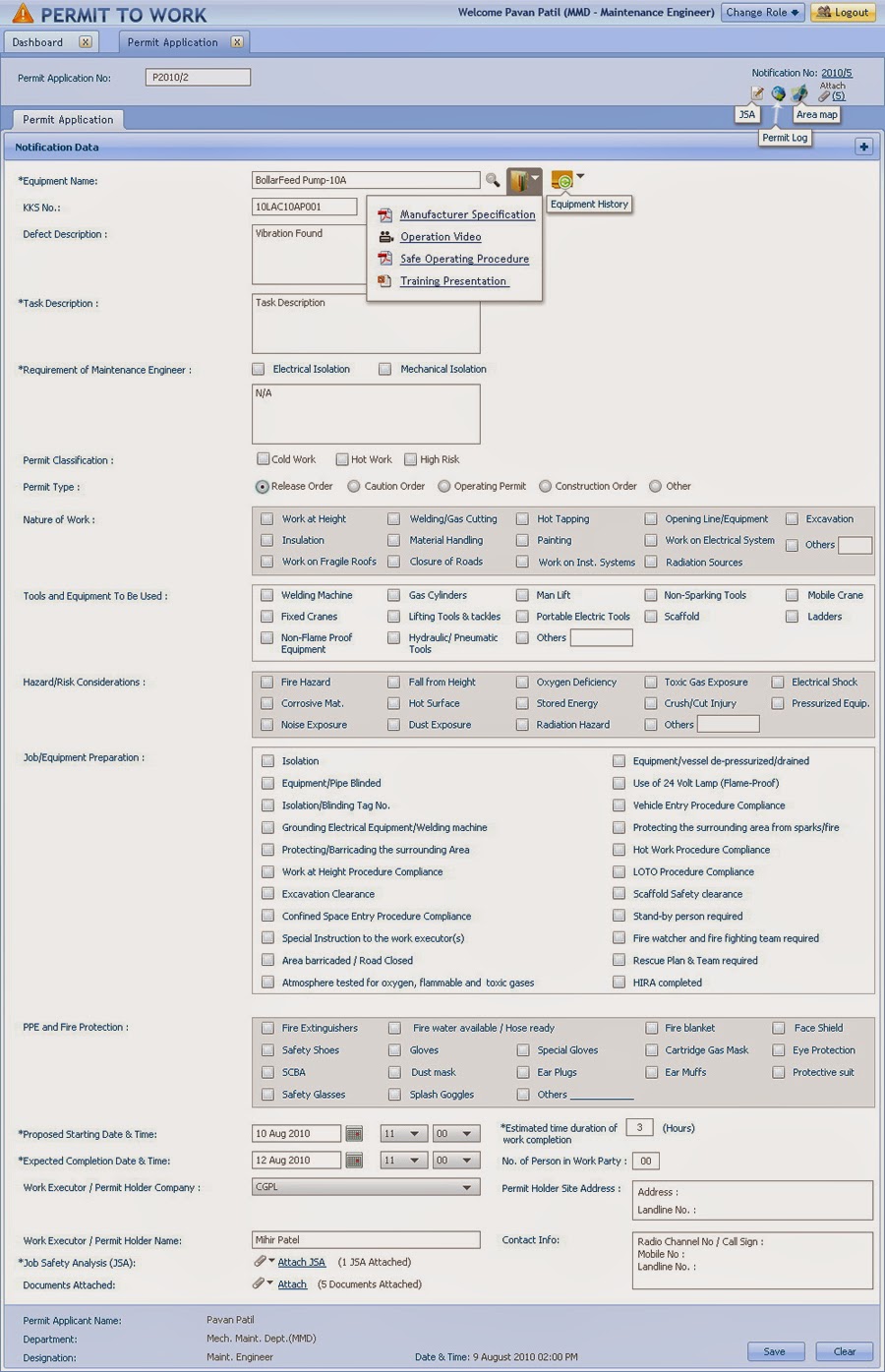 Electronic Permit to Work System: e-PTW Software