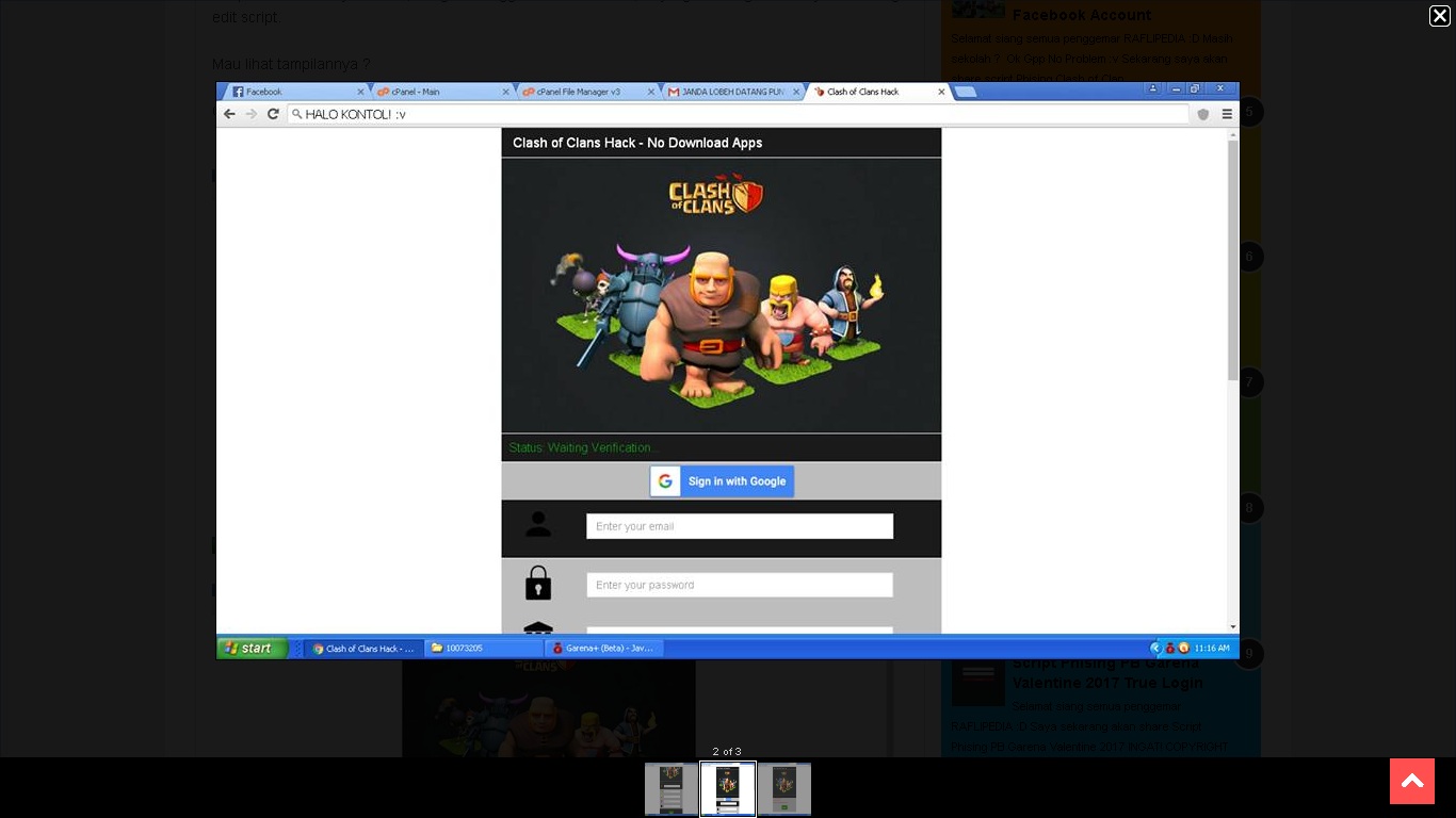 Script Phising Coc online hack