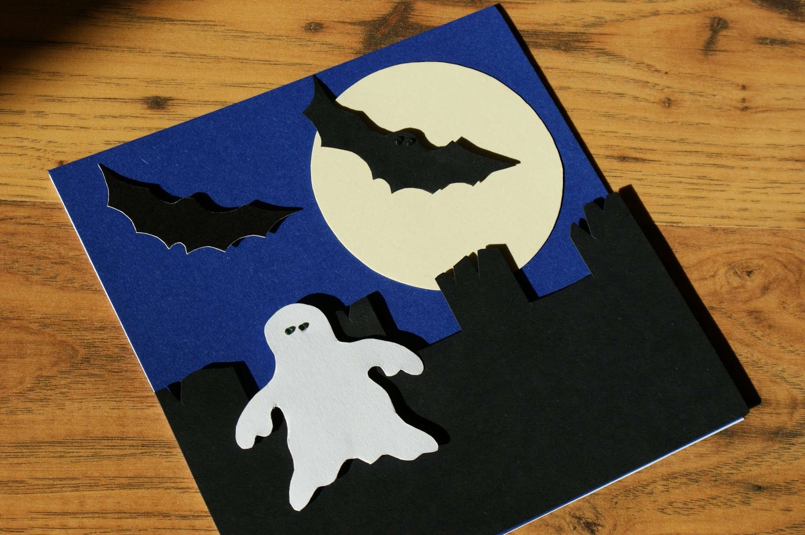 Craft Magic: Handmade Halloween Card - Ghost, Castle Ruins, Bats and ...