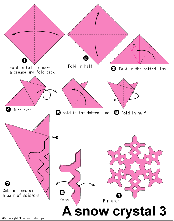 Snow Crystal 3 - Easy Origami instructions For Kids