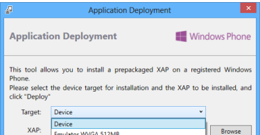 How to run and deploy an app for Windows Phone ? or How to deploy Xap file into Device ...