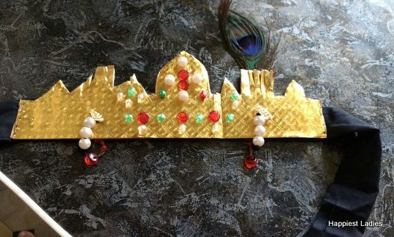 DIY Handmade Krishna Crown Accessories for Krishna Fancy Dress ...