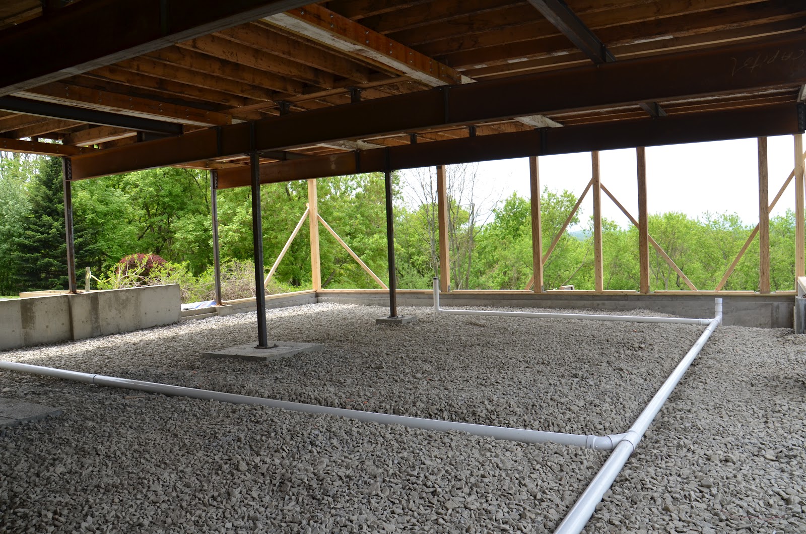 Middlebury Barn Renovation: Steel complete and slab prep