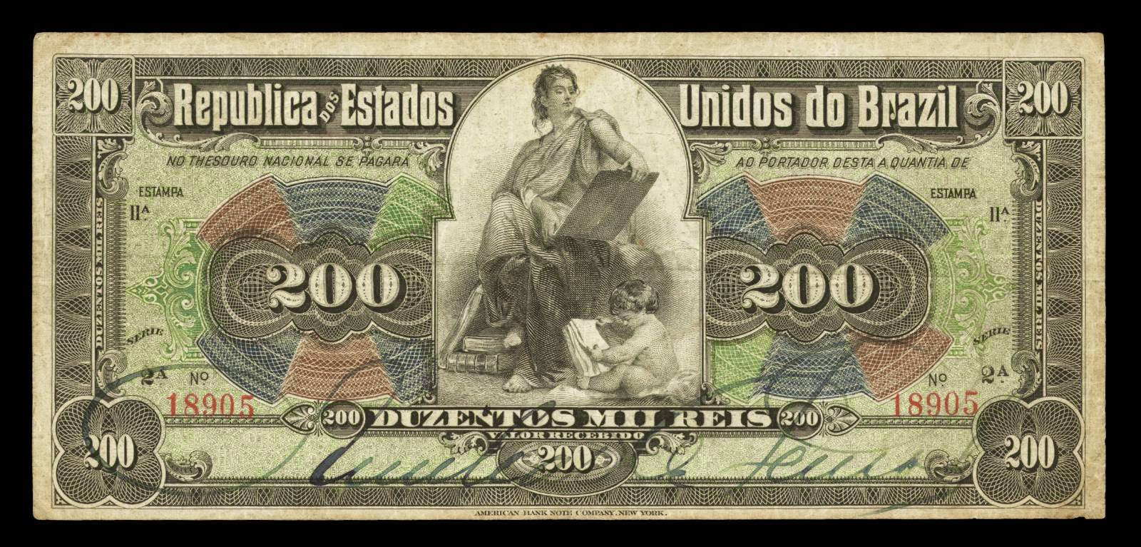 Brazil 200 Mil Reis banknote 1908|World Banknotes & Coins Pictures ...