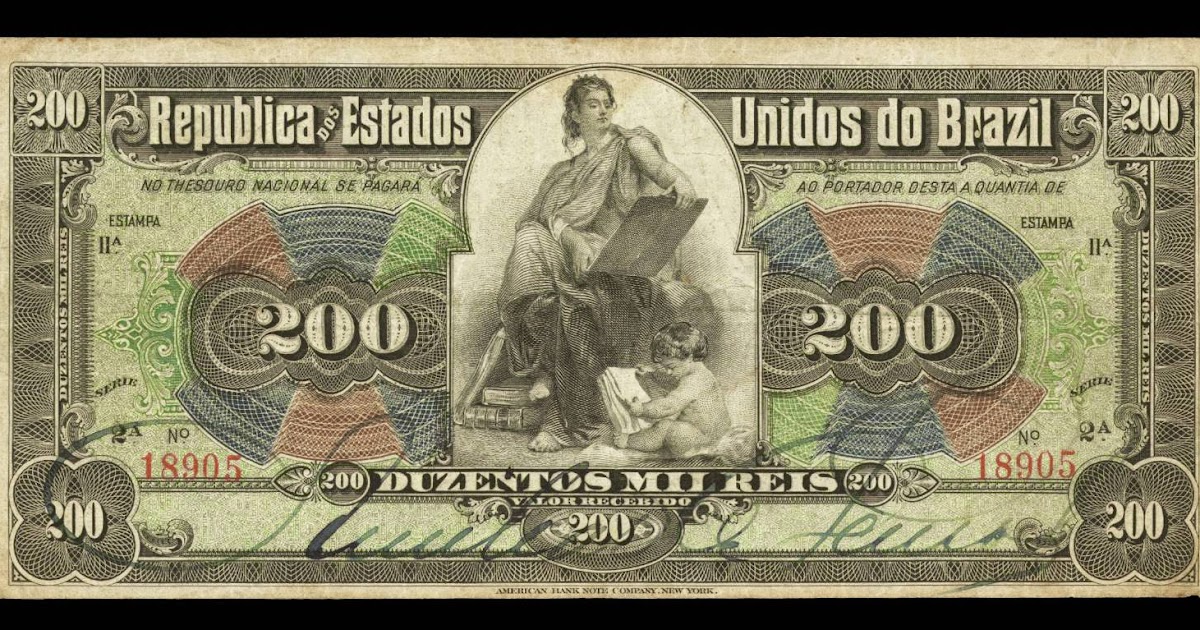 Brazil 200 Mil Reis banknote 1908|World Banknotes & Coins Pictures ...