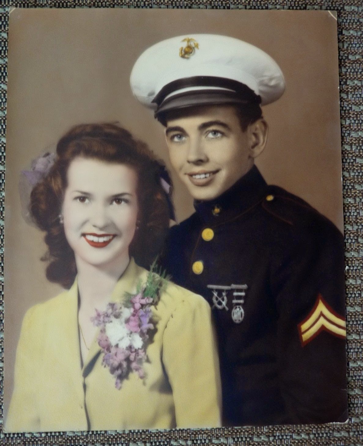 Marines In Forest Green: WWII Marine Portrait Hand Tinted