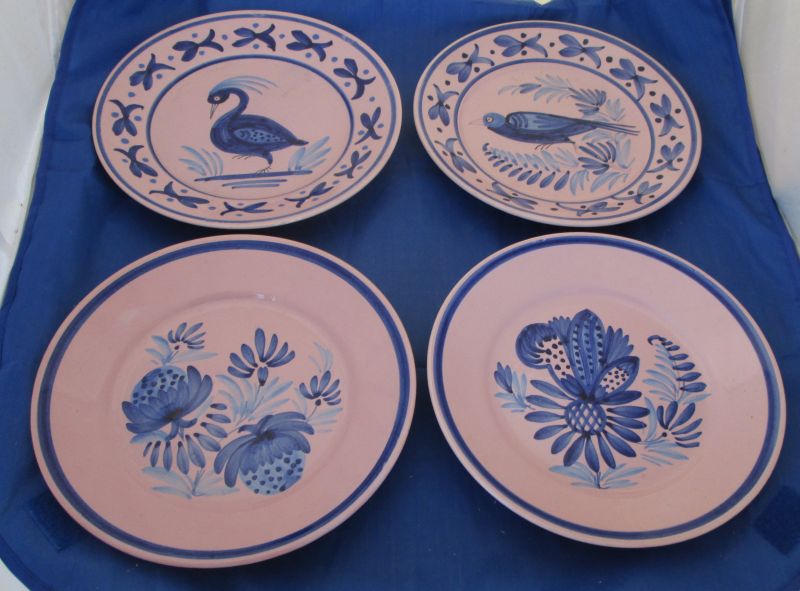 Set of 4 Early HB Quimper Blue Plates, circa 1910- SOLD