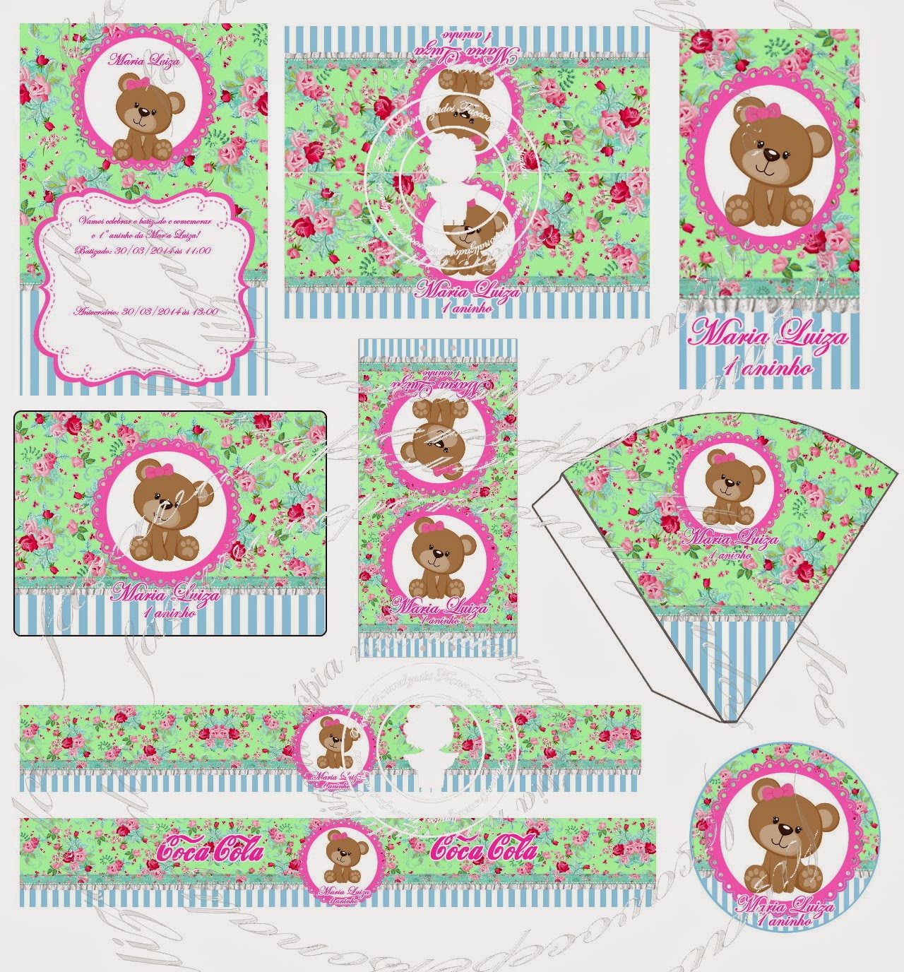 Faça você personalizados: Kit festa Ursa floral