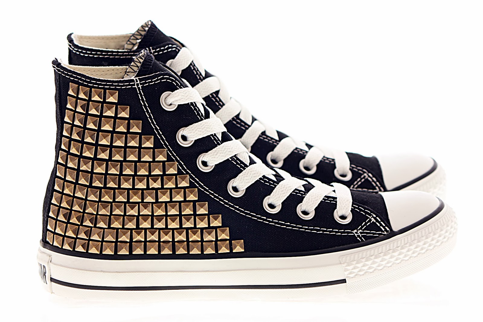 Studs and Spikes: Studded Converse, Brass Pyramid Studs with Black ...