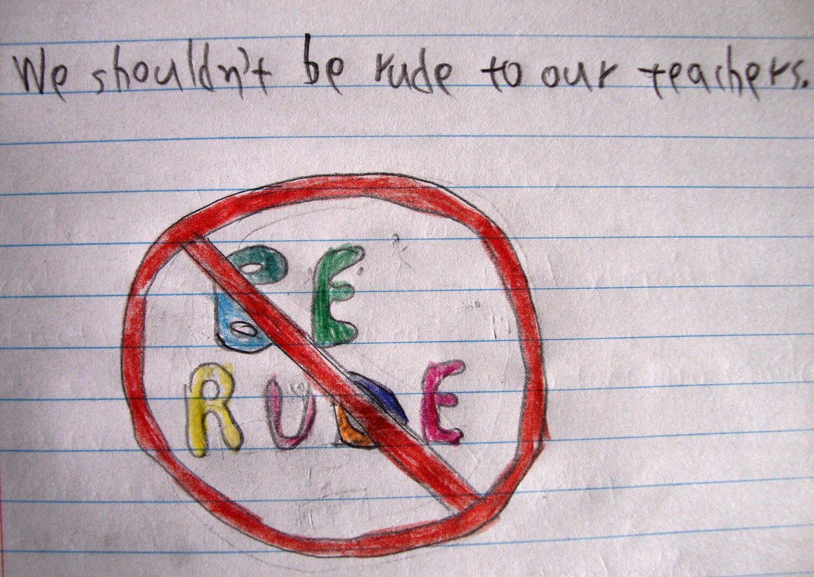 A+ Excellent : Think of a rule at school