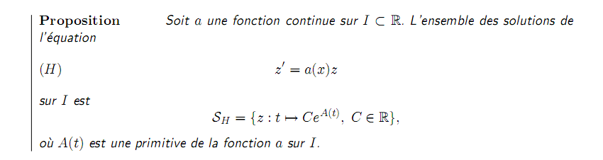 Equations différentielles linéaires d’ordre 1
