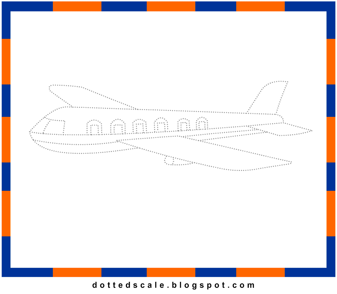 Printable Dotted Drawing Pictures: Aeroplane Dotted