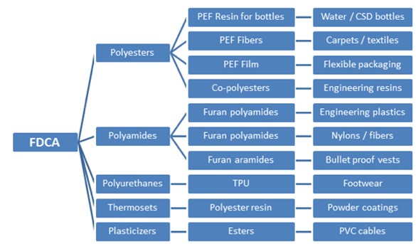 FDCA (2,5-furandicarboxylic acid) biorefineries