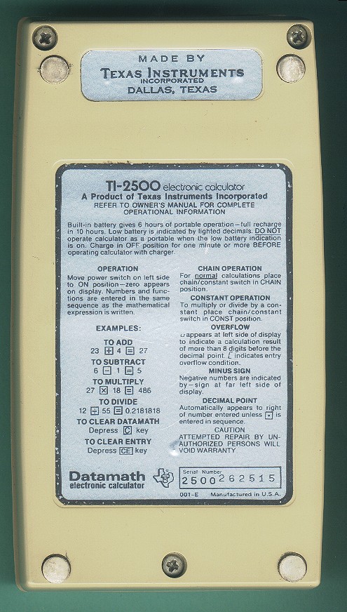 3,1416....DAMICALC: TI-2500 Datamath - 2.ª versão