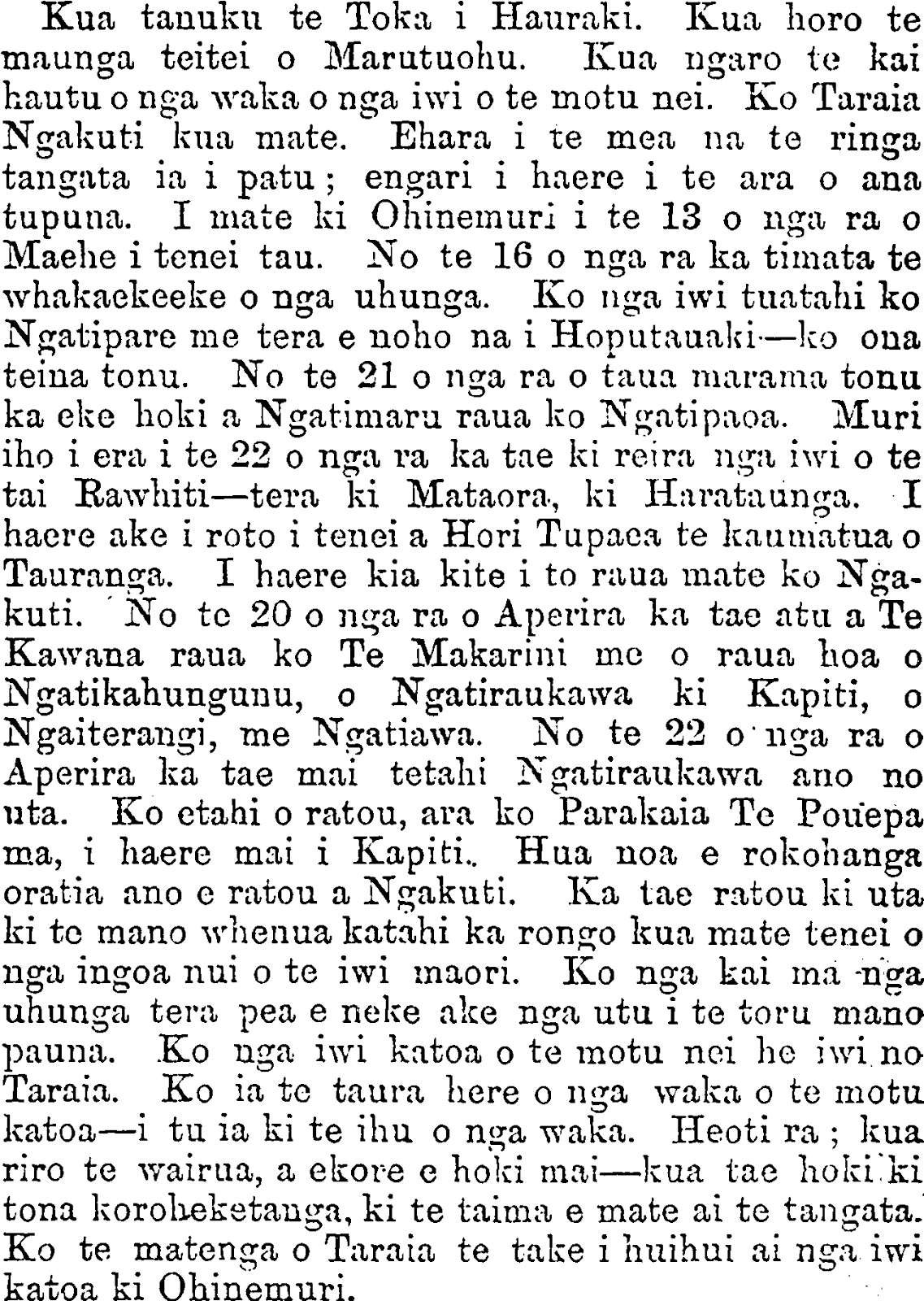 Te Matenga o Tarāia Ngākuti, Ngāti Tamaterā