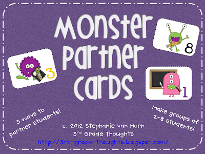 How Do You Partner & Group Students? Monster Partner Cards Can Help ...