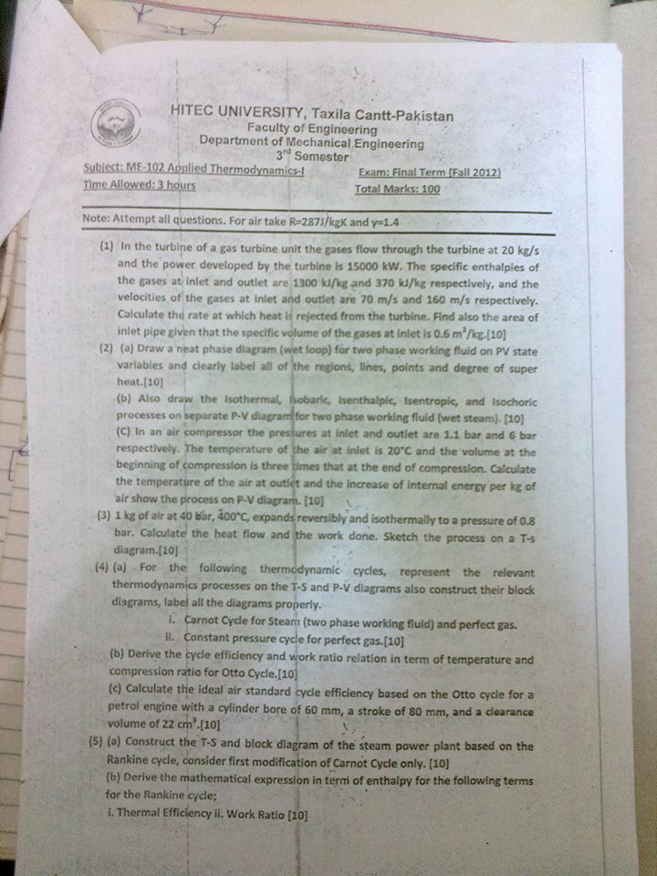 3rd Semester Past Papers