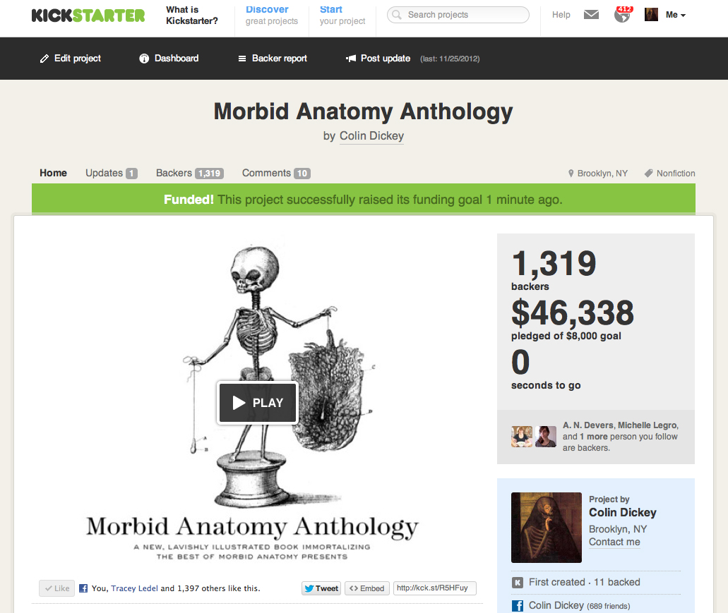 Morbid Anatomy: The Morbid Anatomy Anthology is Now Officially Funded!