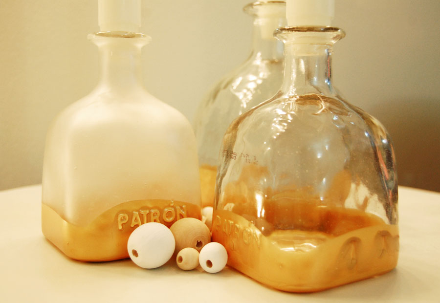 mon makes things: Art of Patrón: Gold Dipped Bottles