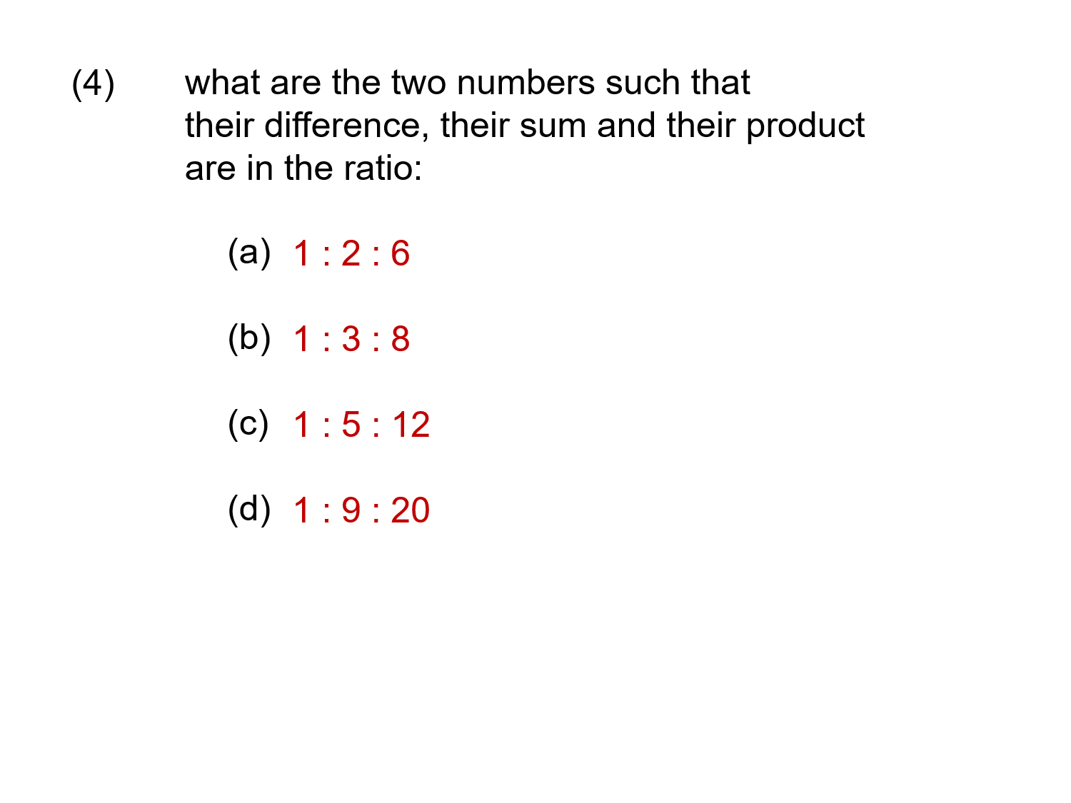 MEDIAN Don Steward mathematics teaching: sum, difference, product ratios