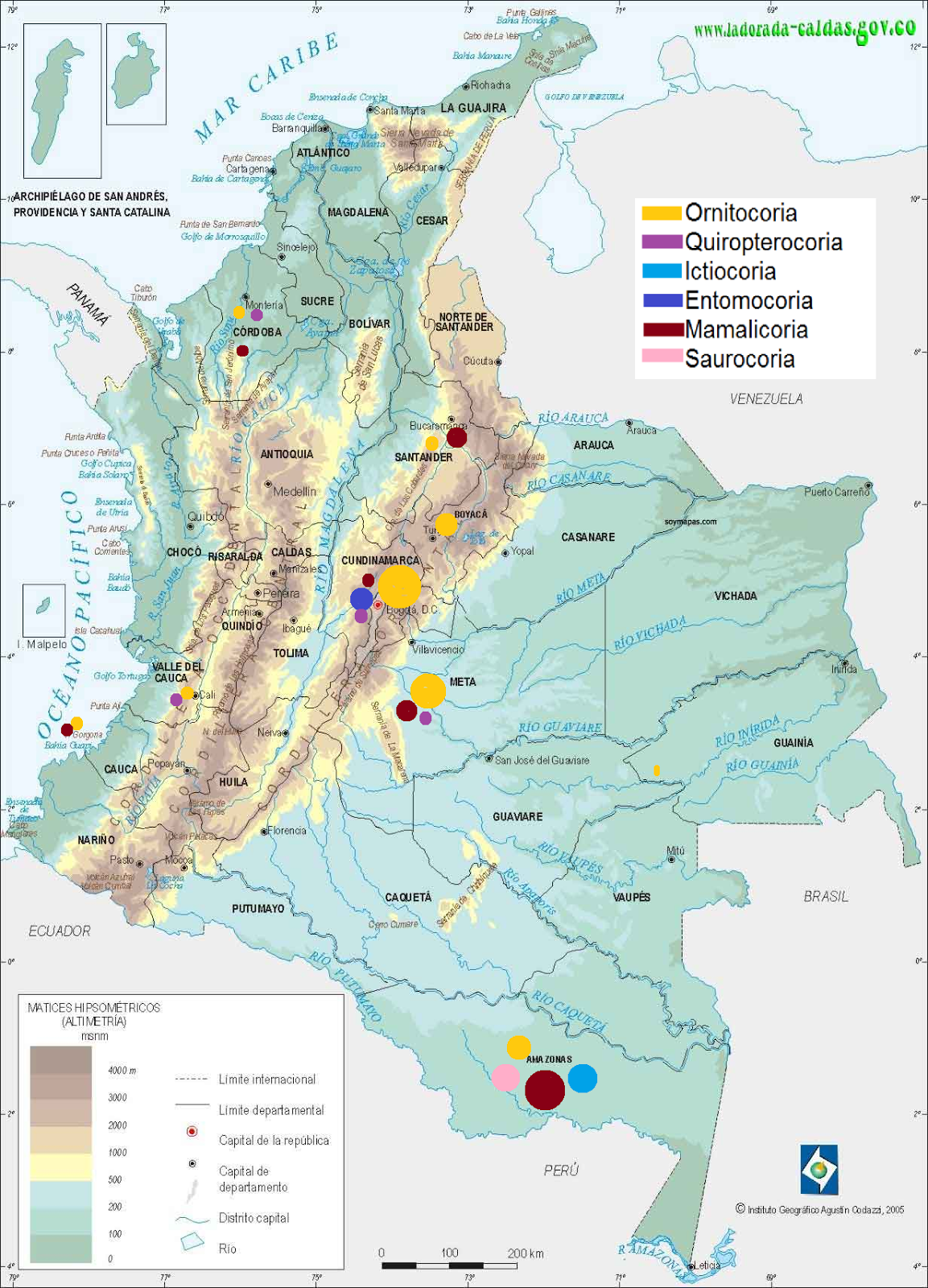 Dispersión de Semillas en Colombia: Mapa Zoocoria